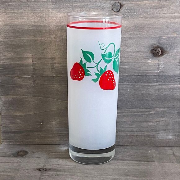 Dining | Vintage Teleflora Frosted Strawberry Tom Collins Tumbler Glass ...